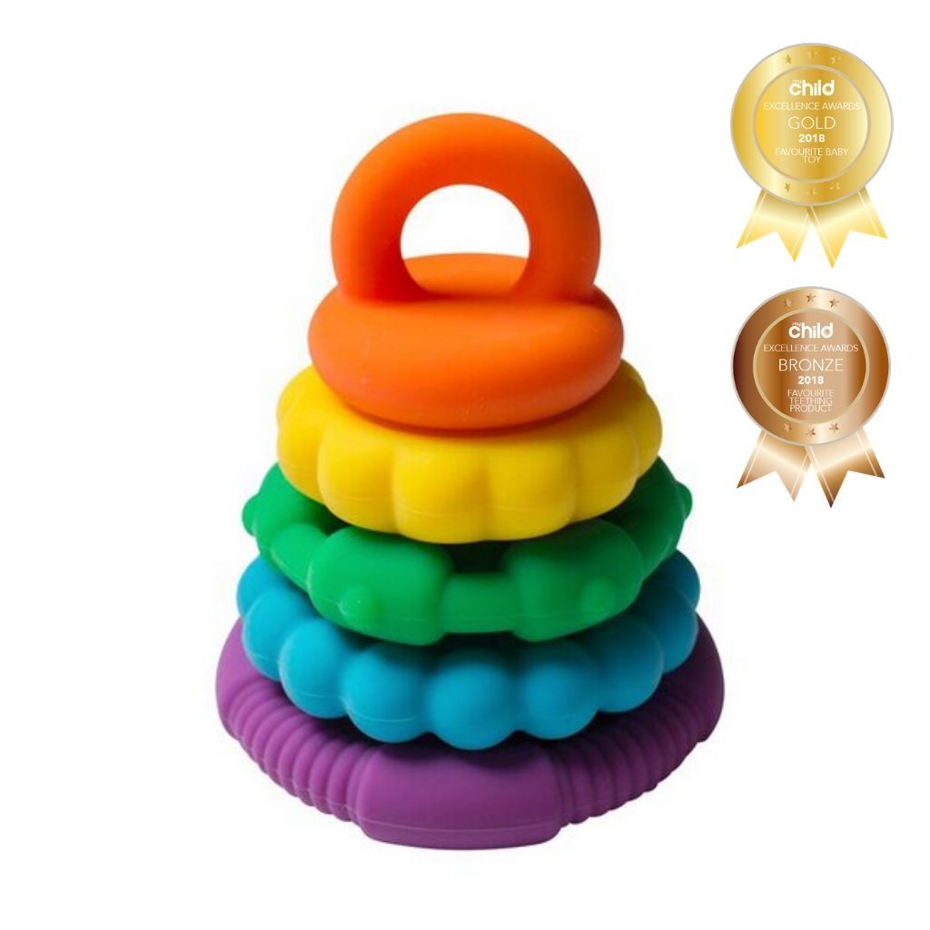 Jellystone Designs | Rainbow Stacker and Teether | Bright Rainbow | Frombabytokids.com.au