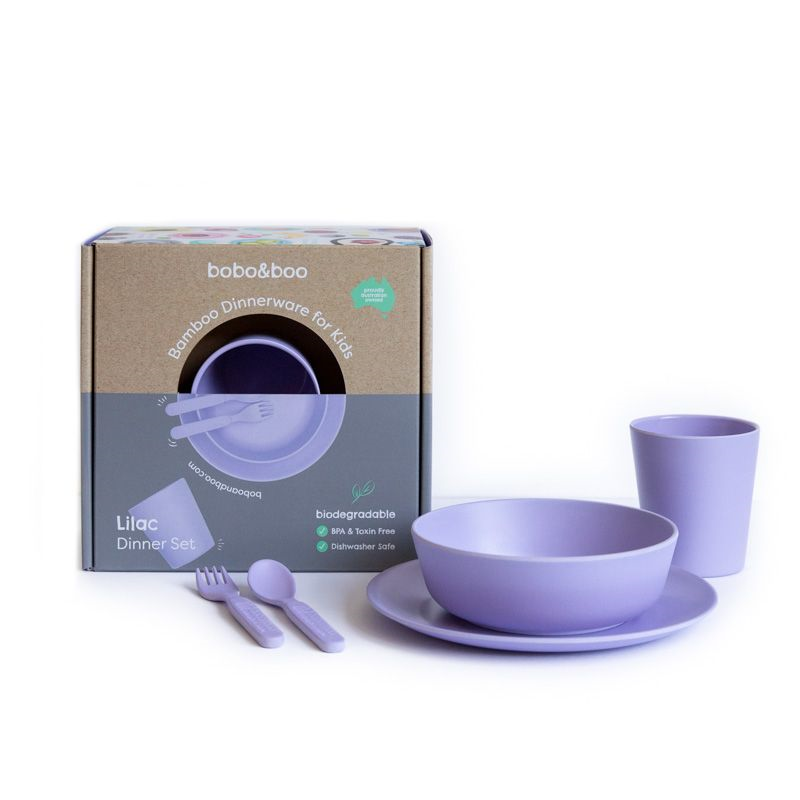Bobo and Boo | Bamboo Dinnerware Set | Lilac | Frombabytokids.com.au